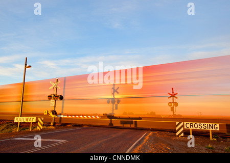 Train crossing at Pimba South Australia Stock Photo - Alamy