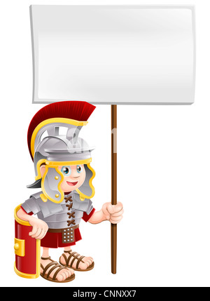 Illustration of a cute happy Roman soldier holding a sword and a shield ...