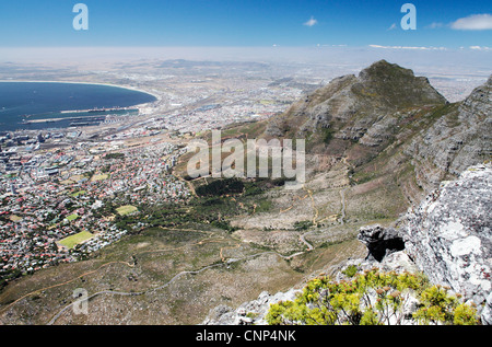 View of Cape Town from top of Table Mountain, South Africa Stock Photo ...