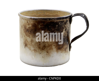 aluminum old mug cup isolated on white background Stock Photo - Alamy