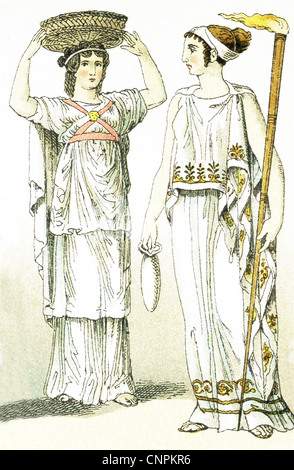 The ancient Greeks represented here are a female basket-bearer at a ...