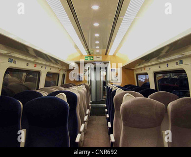 The interior of a refurbished GNER Mark IV RSM vehicle, showing the ...