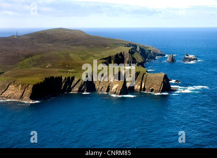 cliff line of Fair Isle, aerial view, United Kingdom, Scotland ...
