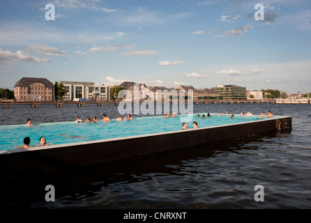 The Badeschiff or Bathing Ship a swimming pool built into a barge Stock ...