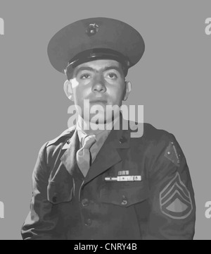 Digitally restored vector portrait of Gunnery Sergeant John Basilone ...