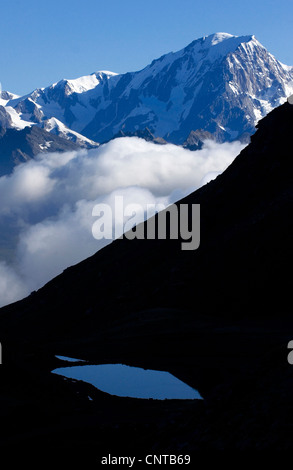 Panoramic view of Mont Blanc, 4810 m, France - Chamonix below. Captured ...