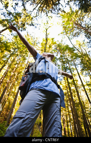 Woman rejoice in the outdoors Stock Photo - Alamy
