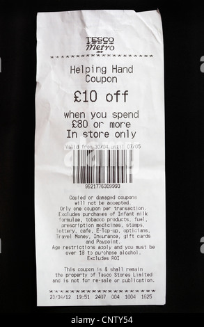 Tesco Helping Hand Discount Coupon Stock Photo - Alamy