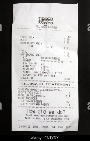 Tesco Receipt Stock Photo - Alamy