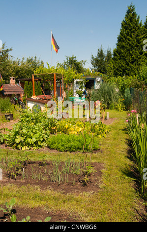 allotment garden with the German National Flag, Germany, North Rhine ...