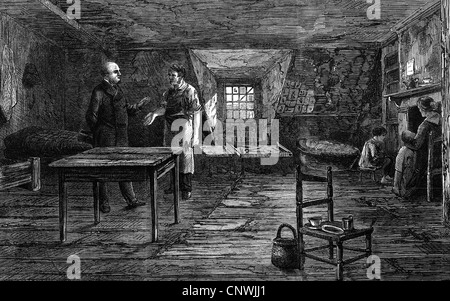 people, misery / adversity, poor housing, 19th century, family of a ...