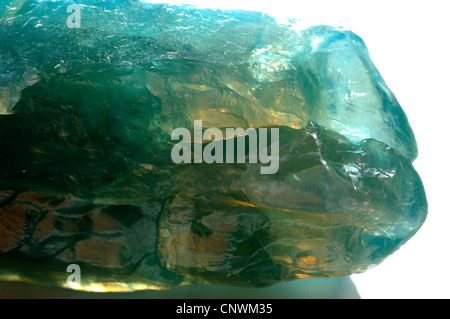Translucent Green Apatite Crystal Healing Stone on Wooden Background ...