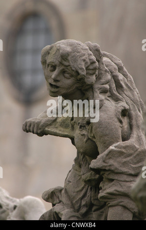 Allegory of Despair. Baroque statue by Matthias Bernhard Braun in front ...
