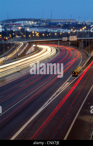 Motorway with light track Stock Photo - Alamy