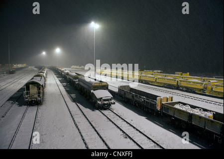 Snow falling at night, Kent, UK Stock Photo - Alamy