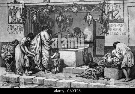Ancient Roman shop, Rome, Italy, historical engraving, 1888 Stock Photo ...