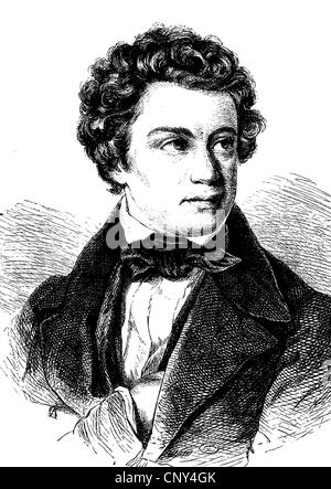 Julius Mosen or Moses, 1803 - 1867, a German poet and writer, Portait ...