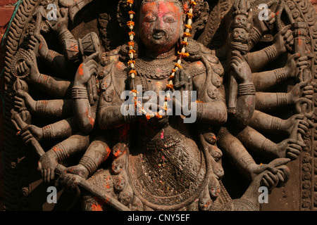 Stone carving of Hindu deity Ugrachandi in Durbar Square in the ...