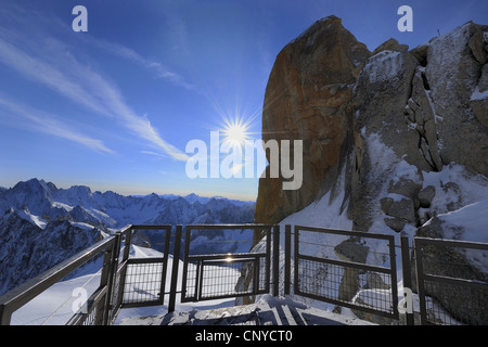 Panoramic viewing platform Mont Blanc, Chamonix, Aiguille du Midi Alps ...