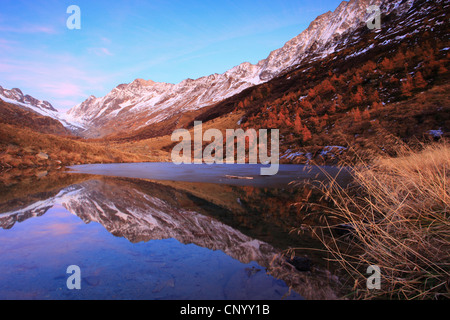 At lake Grundsee in the Loetschental valley, Valais, Switzerland Stock ...