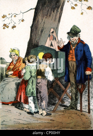 movie / cinema, children watching raree show, from "Lustige Blaetter ...