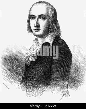 Hölderlin, Friedrich, 20.3.1770 - 7.6.1843, German poet, portrait ...