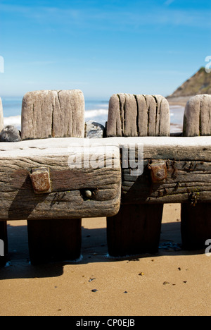 Coastal timber groynes on Cromer beach, Norfolk, England, UK Stock ...