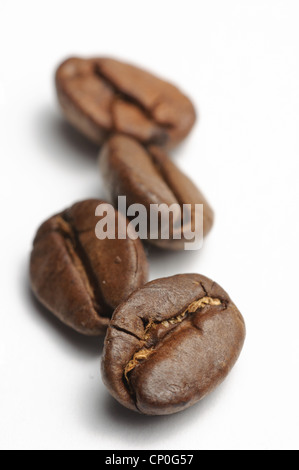 Four coffee Beans on white background Stock Photo - Alamy