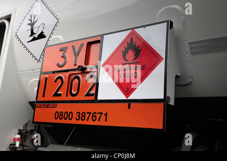 Safety sign on Oil tanker supplying fuel oil (bunkers) to Passenger ...
