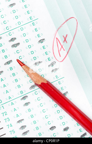 Test score sheet with answers, grade A+ and pencil, close up Stock ...