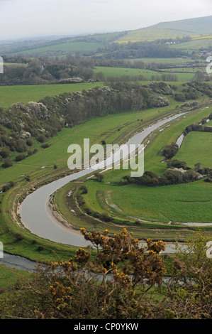 The River Cuckmere and surrounding valley in East Sussex UK Stock Photo ...