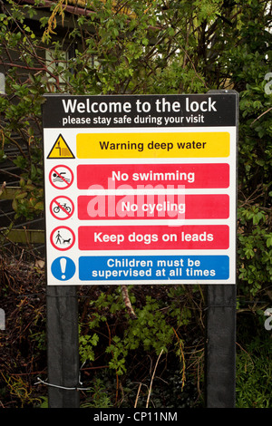 Water safety warning sign on the bank of the River Blackwater in Stock ...