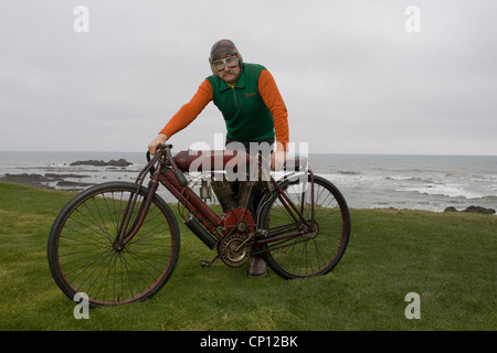 Vintage Indian board track racer and owner Stock Photo - Alamy
