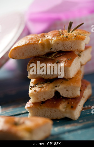 Close-up of a slice of focaccia, an italian oily bread typical of ...