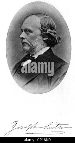 JOSEPH LISTER (1827-1912) British surgeon (centre) watches assistant ...