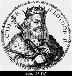 Lothair II, 835 - 869, king of Lotharingia, kneeling down before Pope ...