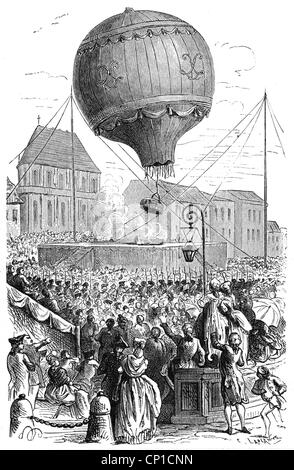 Montgolfier Brothers Hot Air Balloon. Maiden or World's First Flight of ...