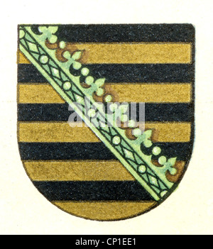 heraldry, coat of arms, Germany, Saxon kingdom, 1889, chromolithograph ...