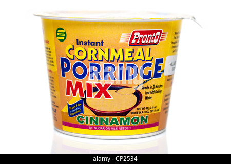 Tub of Pronto instant cornmeal porridge mix with added cinnamon Stock ...