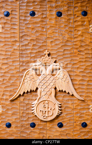 Detail of a double-headed eagle orthodox symbol inside of the church of ...
