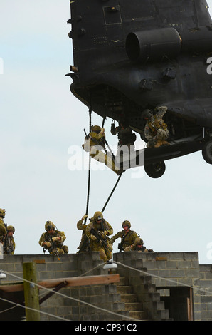 U.S. Army Ranger soldiers fast rope from a USA UH-60 Black Hawk ...