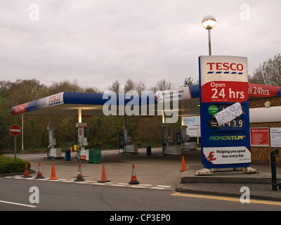 A closed Tesco fuel station Hythe Southampton Hampshire England UK with ...