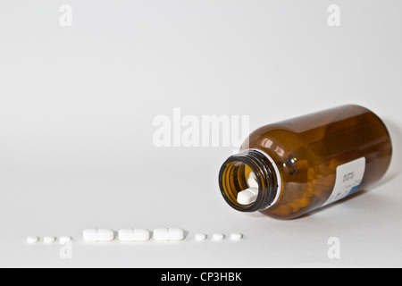 SOS morse code with medical drugs and pills, top view flat lay ...