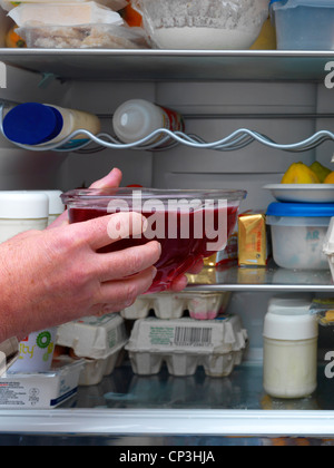 Putting Raspberry Jelly into Fridge to Set Using a Rabbit Shaped Jelly ...