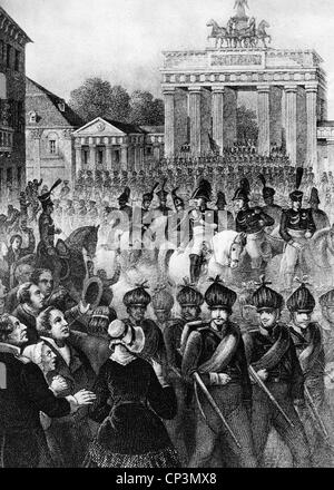 Brandenburg Gate, Berlin, Germany, historical book illustration from ...
