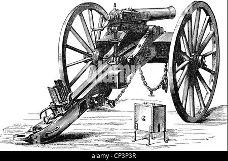 weapons/arms, firearms, machine guns, Reffye mitrailleuse, 13 mm ...