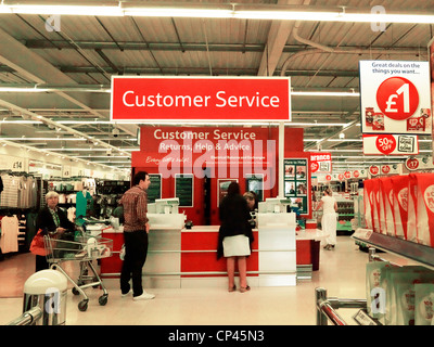 Customers At Customer Service Desk Tescos Supermarket Surrey England ...