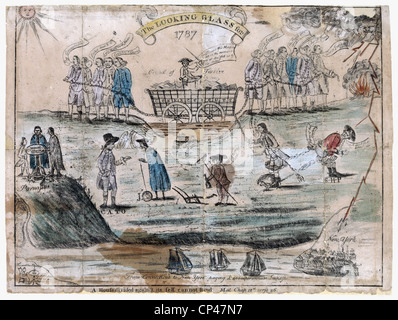 The looking glass for 1787. Political cartoon about the ratification ...