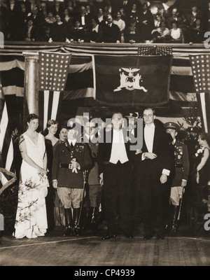 Governor Franklin and Eleanor Roosevelt in Albany. 1929. With them is ...