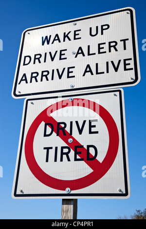 Don't drive tired road sign, Northwest Australia Stock Photo - Alamy